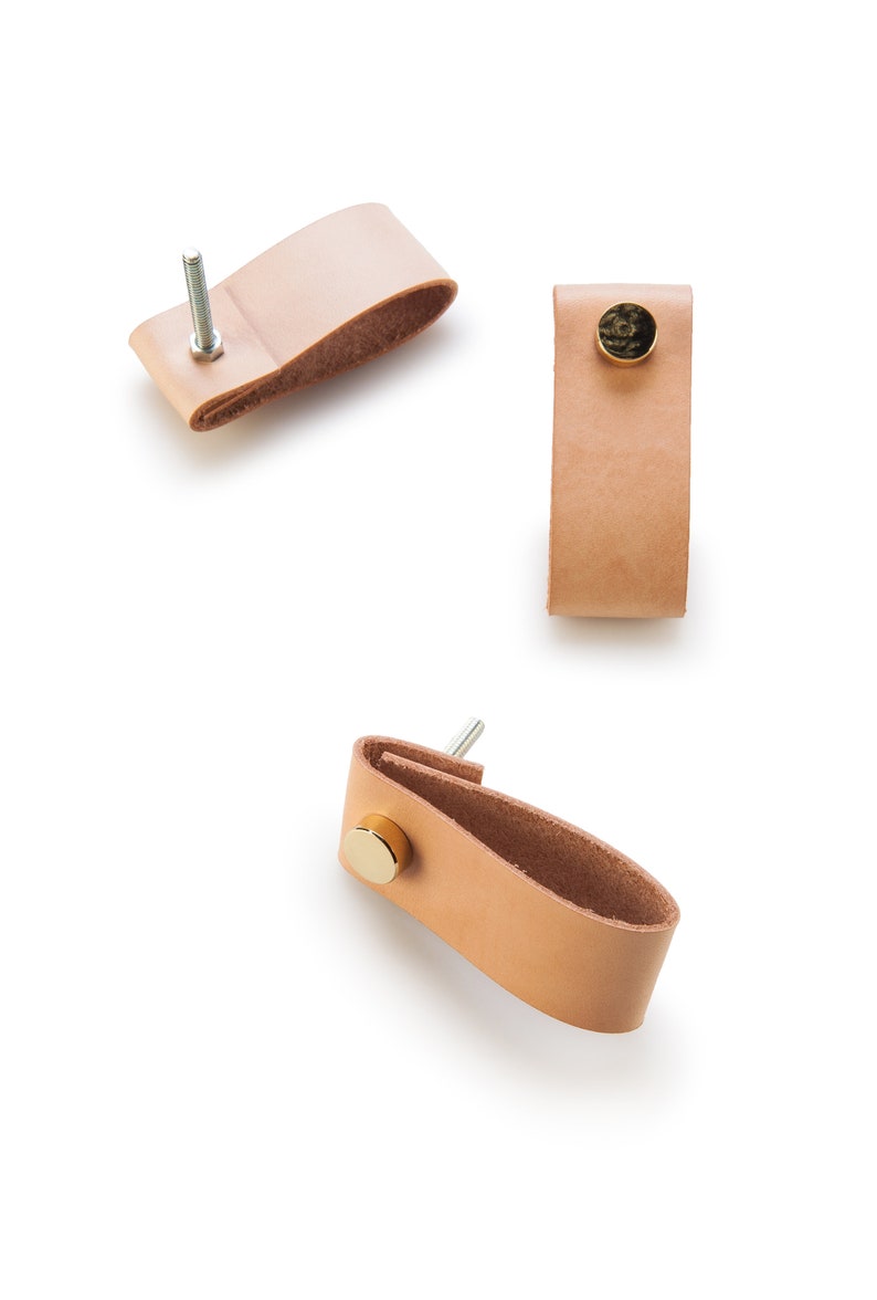 Leather Drawer Pulls or Door Pulls With Folded Ends. Minimal - Etsy