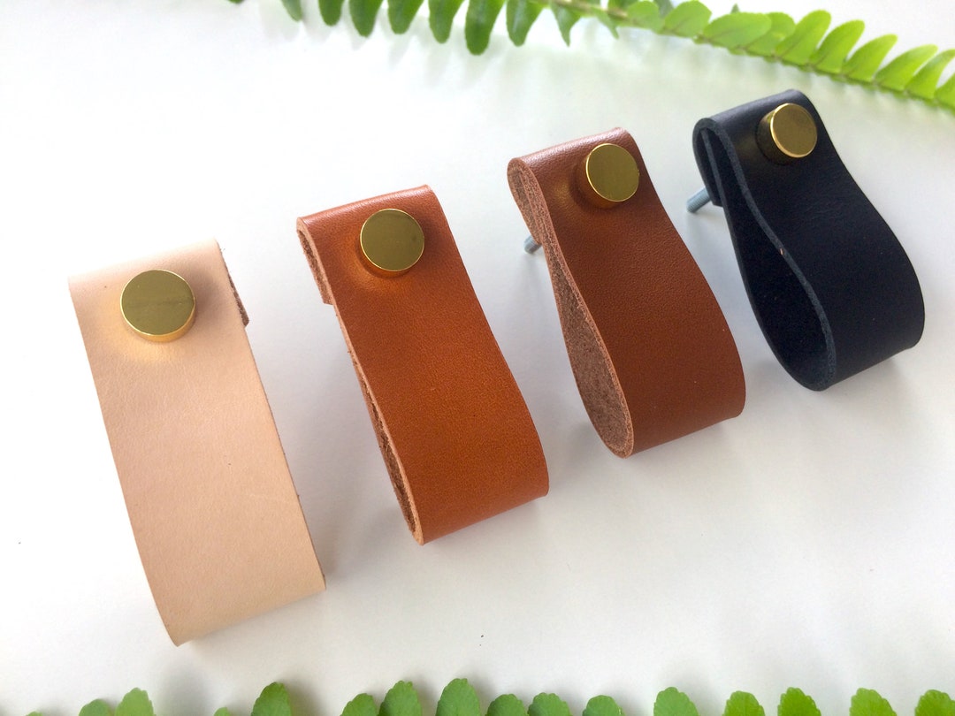Leather Drawer Pull Door Pull Cabinet Pull. Minimal and - Etsy