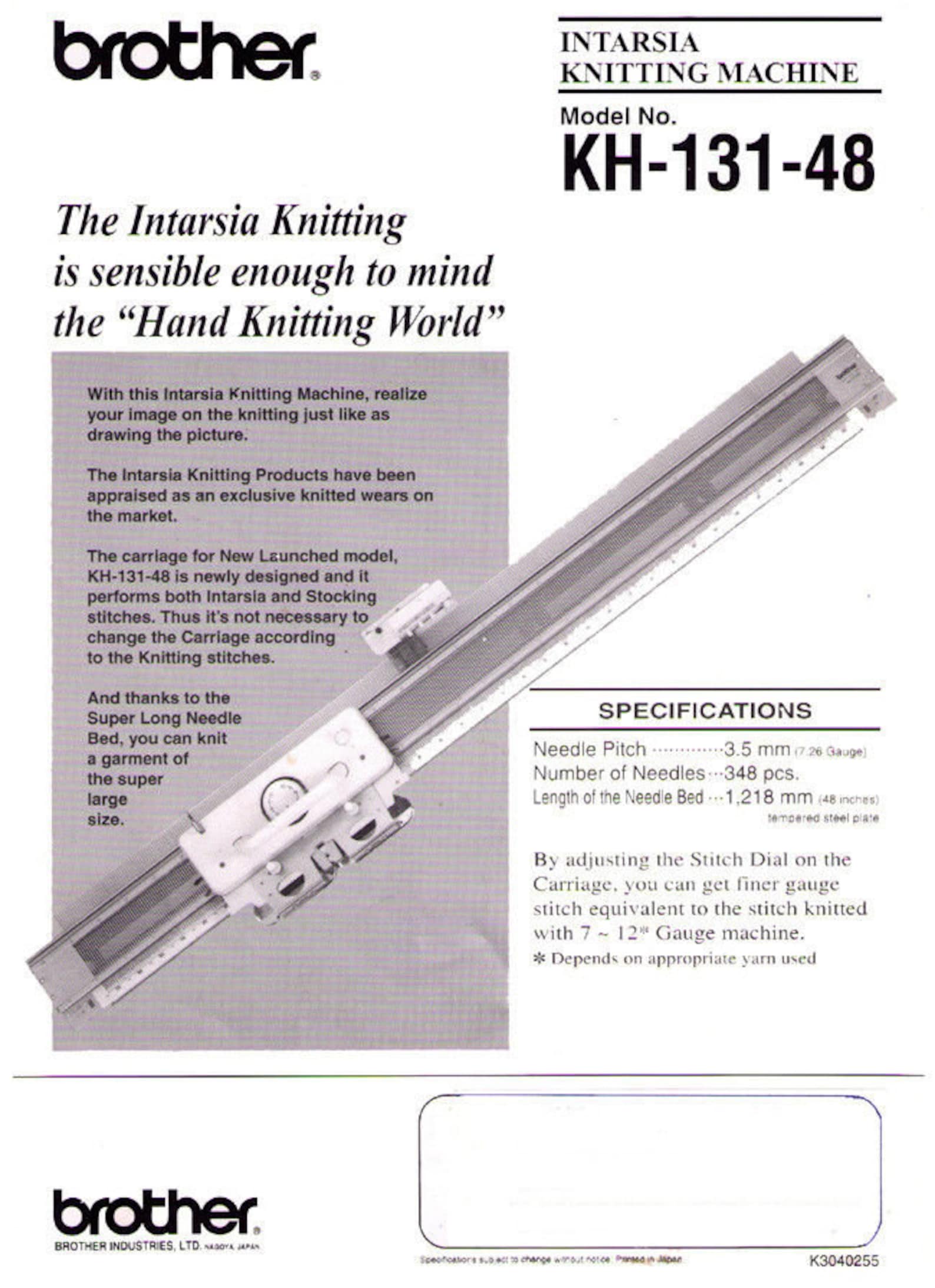 Brother KH131-48 Intarsia Knitting Machine. - Etsy