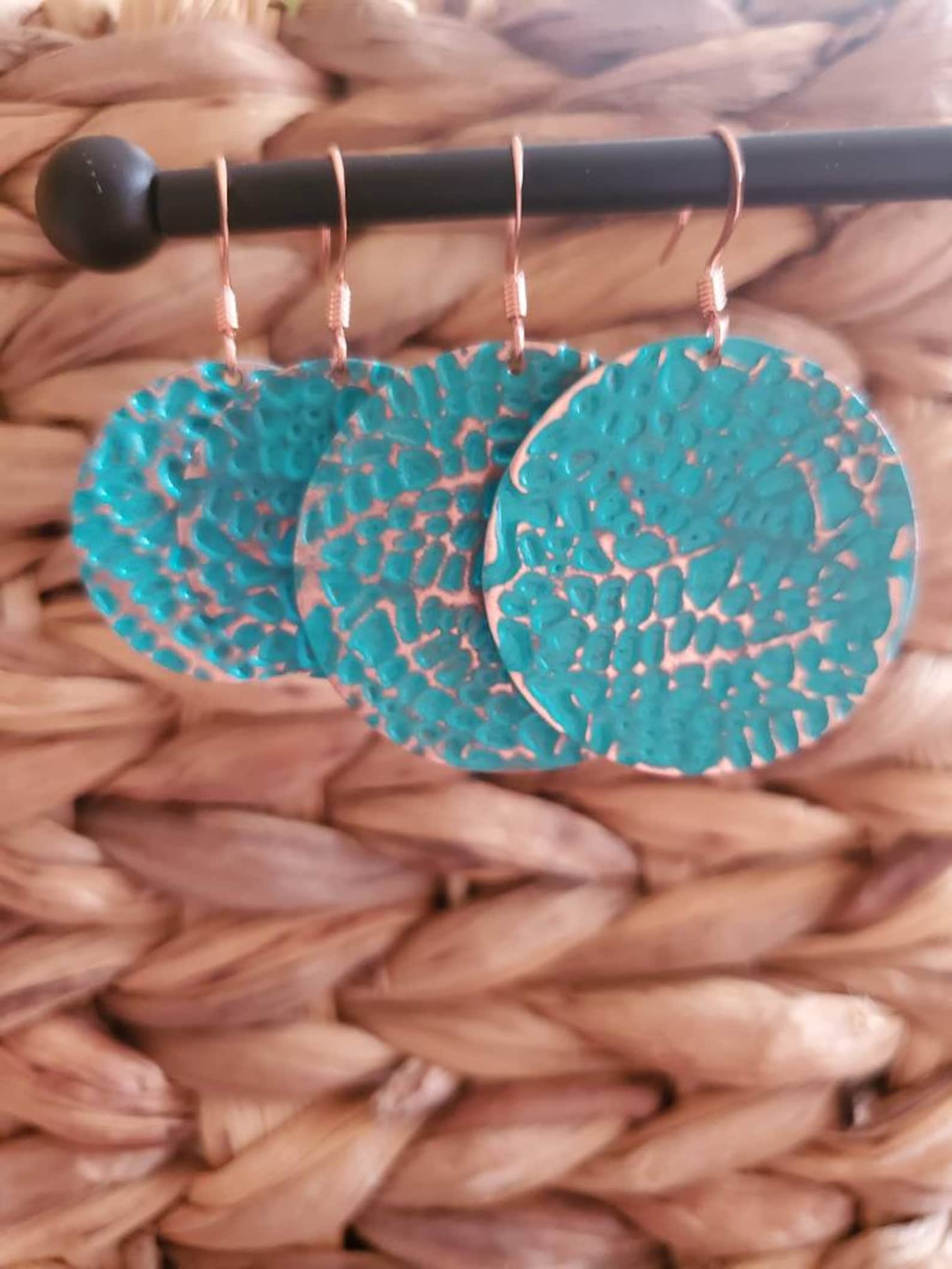 Copper Circle Copper Disc Patina Copper Texture Statement - Etsy