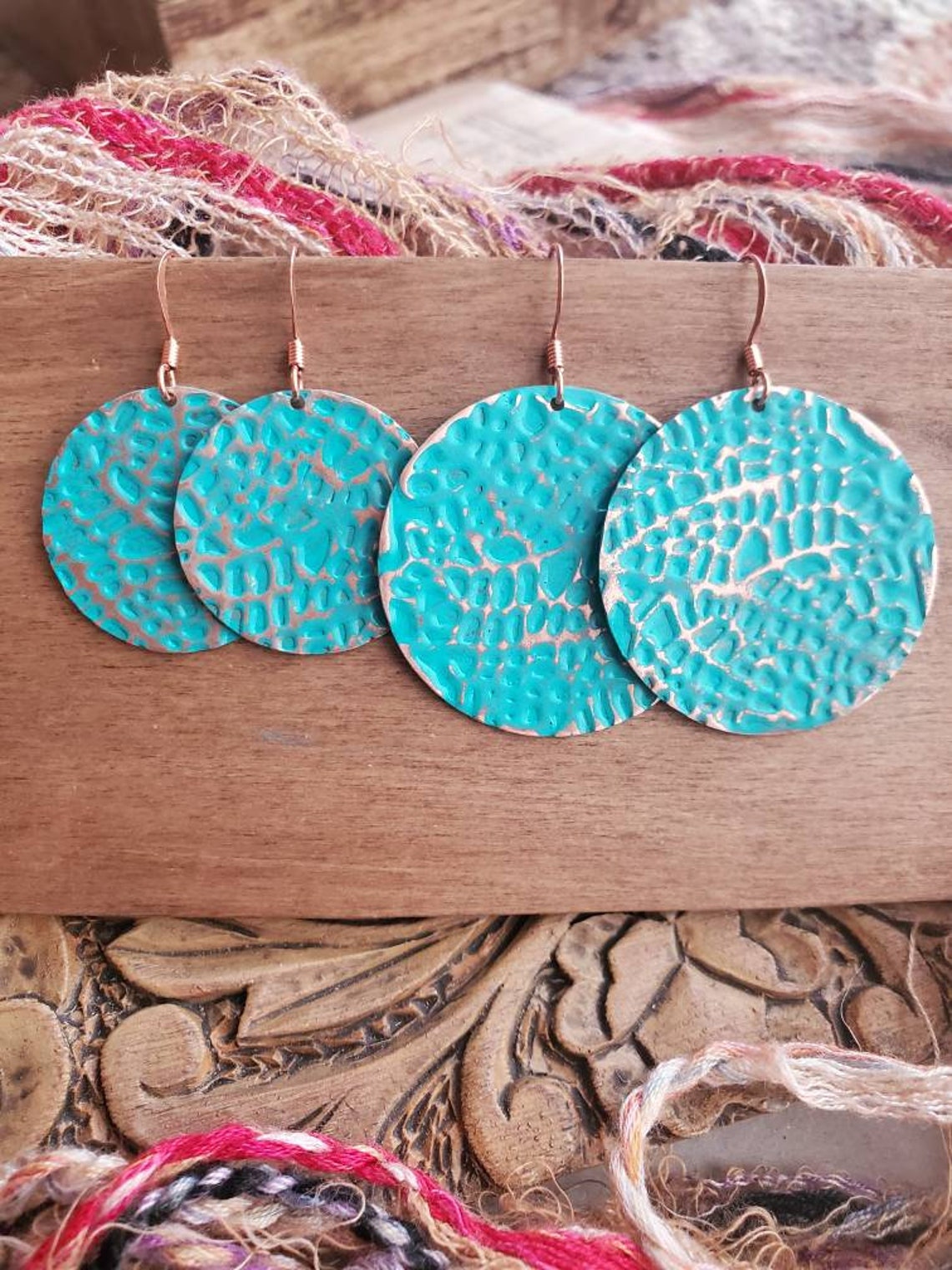 Copper Circle Copper Disc Patina Copper Texture Statement | Etsy