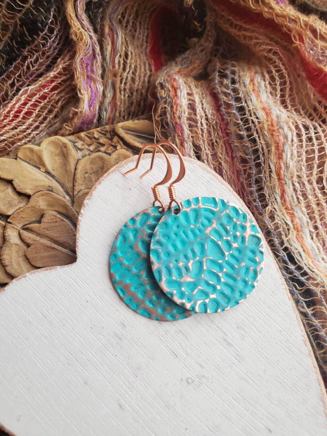 Copper Circle Copper Disc Patina Copper Texture Statement | Etsy