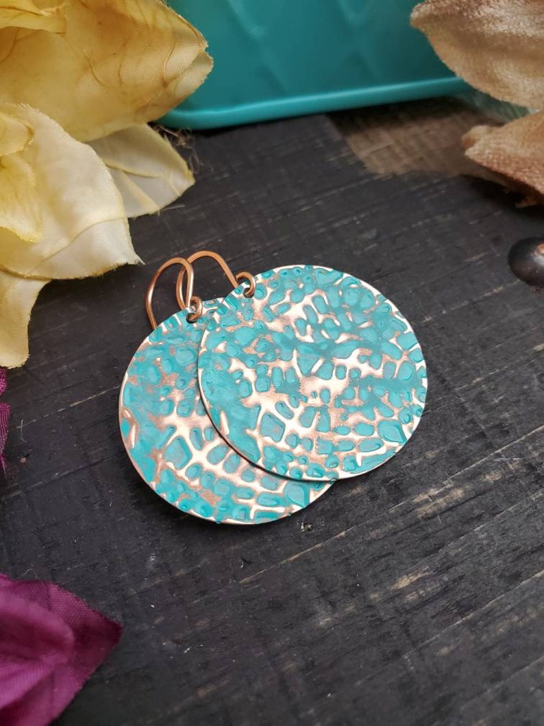 Copper Circle Copper Disc Patina Copper Texture Statement - Etsy