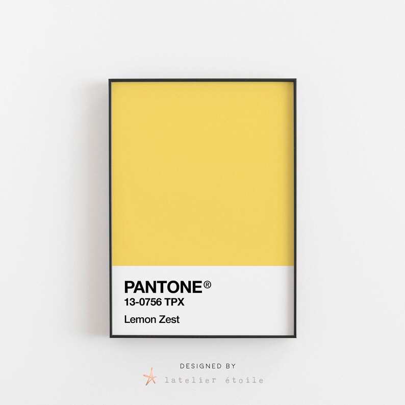 Lemon Zest Pantone Pantone Wall Art Yellow Wall Art Wall | Etsy