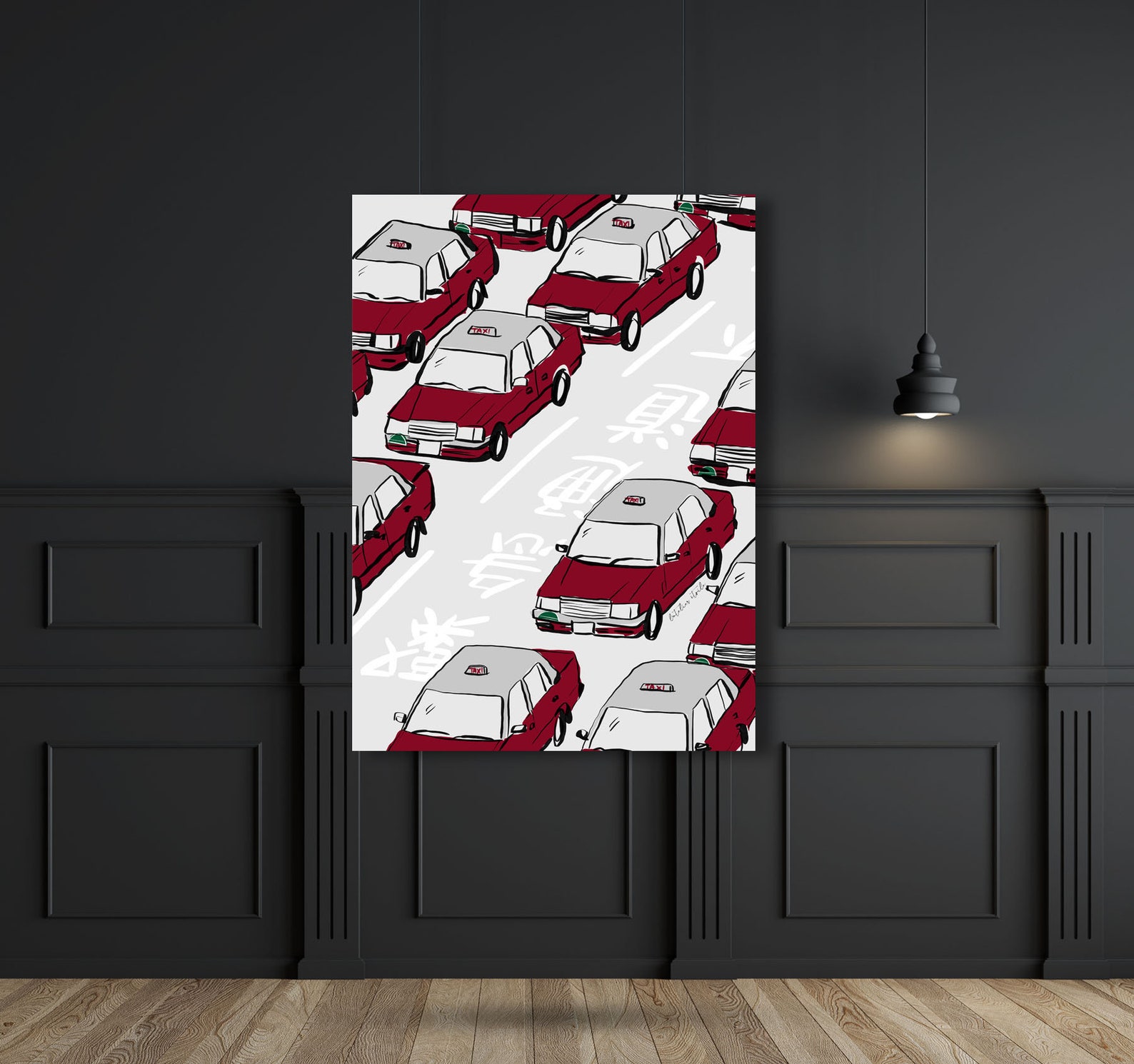 Hong Kong Poster, Hong Kong Taxi, Taxi Poster, Taxi Illustration, Hong ...