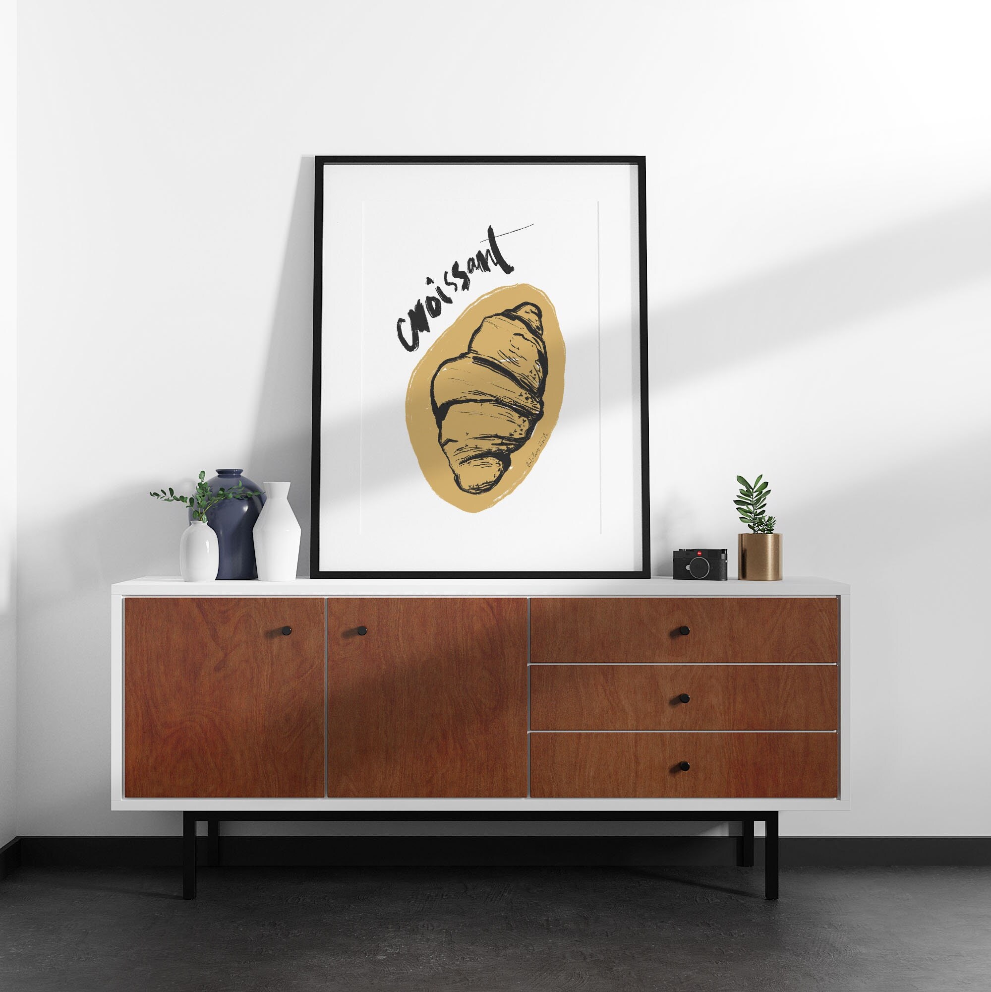 Croissant Print Croissant Poster Food Illustration French - Etsy