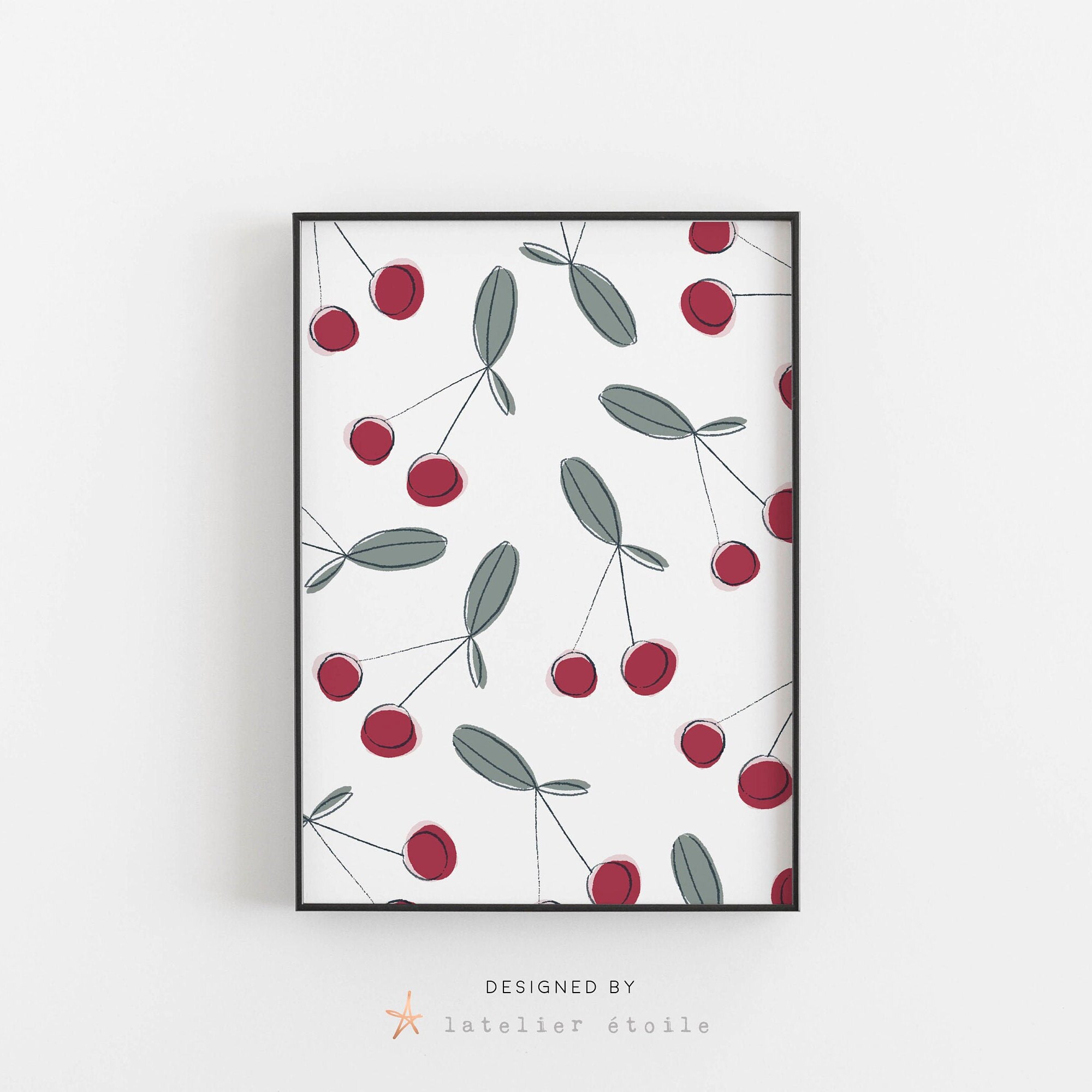 Cherry Print, Cherry Poster, Cherries Print, Kitchen Wall Decor ...