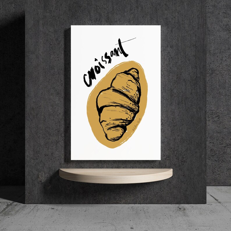 Croissant Print, Croissant Poster, Food Illustration, French Pastry ...