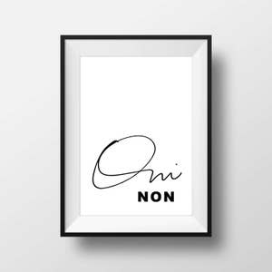 Oui Non, Calligraphy Prints, French Wall Art, Black and White Poster ...