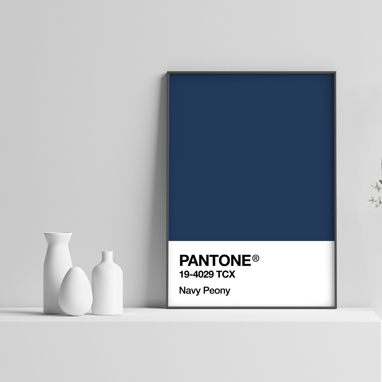 Navy Peony Pantone Pantone Wall Art Navy Blue Poster Wall | Etsy
