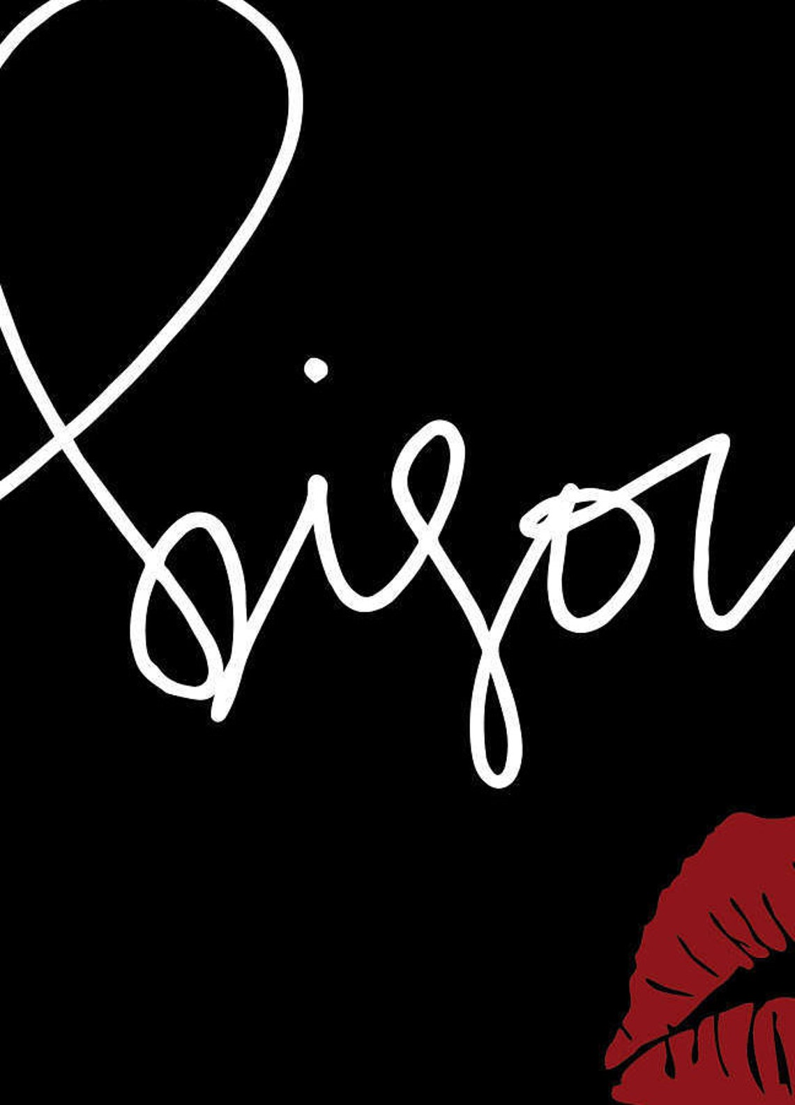 Bisou Print, Calligraphy Print, French Wall Art, Kiss Art, Lips Wall ...