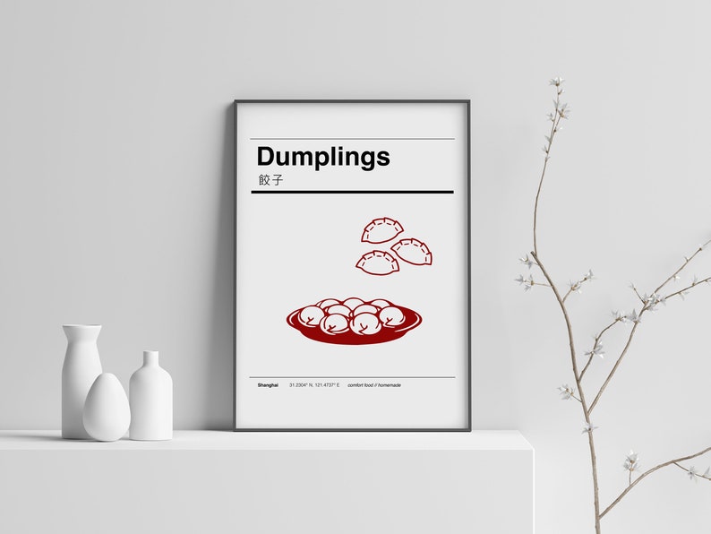 Dumplings, Dumplings Poster, Dumplings Print, Jiaozi Poster, Chinese ...