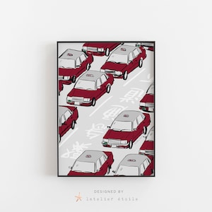 Hong Kong Poster, Hong Kong Taxi, Taxi Poster, Taxi Illustration, Hong ...
