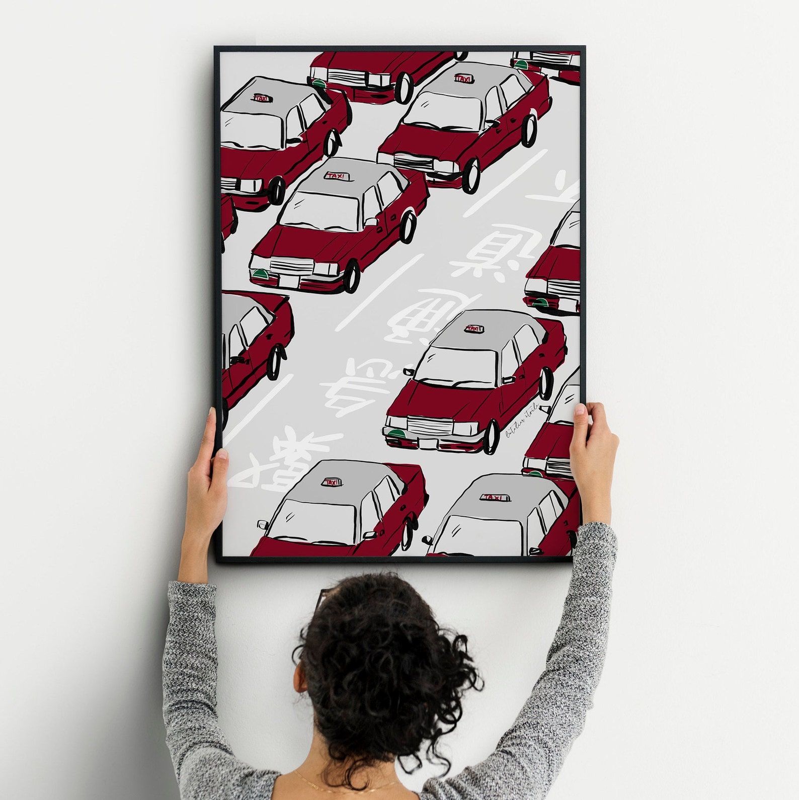 Hong Kong Poster, Hong Kong Taxi, Taxi Poster, Taxi Illustration, Hong ...