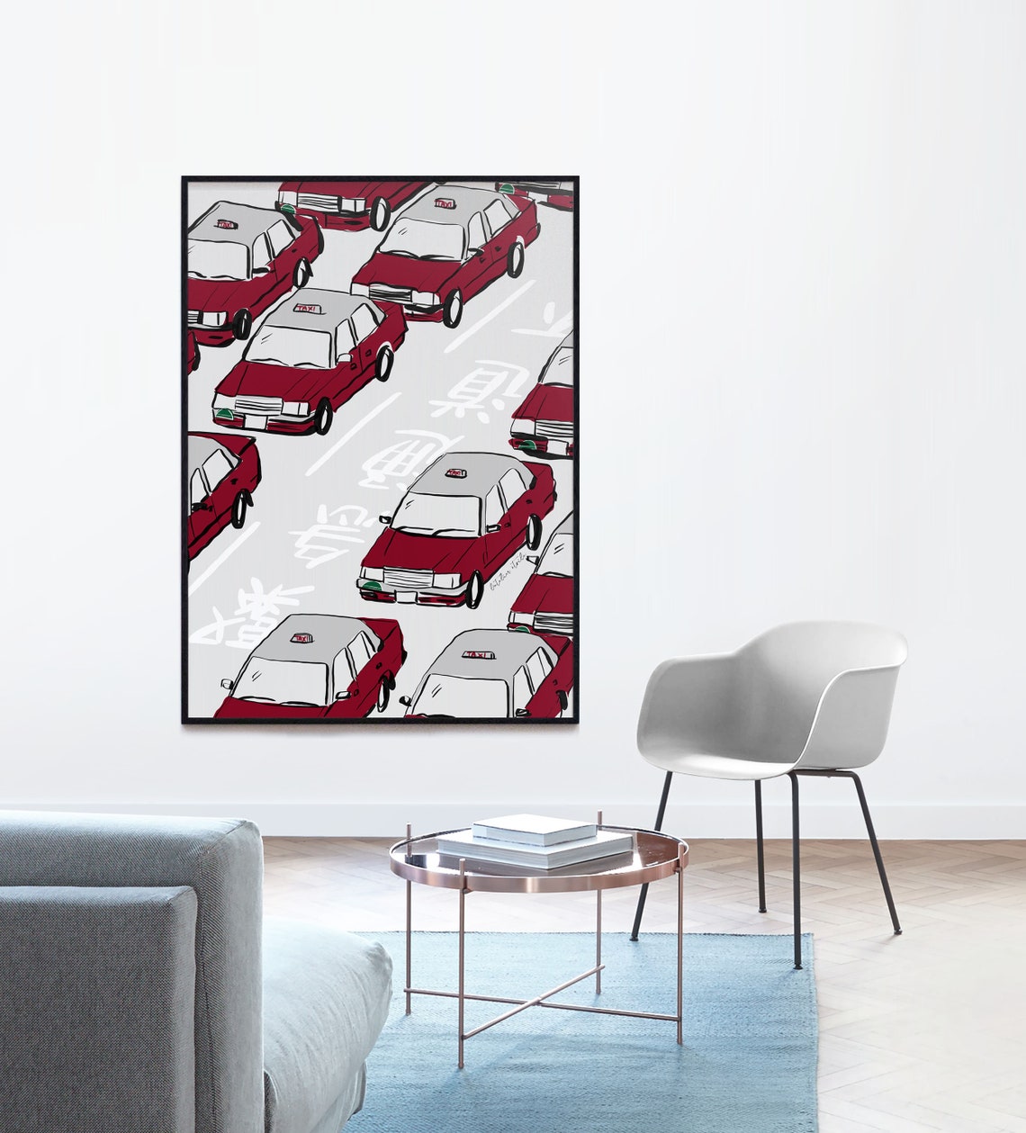 Hong Kong Poster, Hong Kong Taxi, Taxi Poster, Taxi Illustration, Hong ...