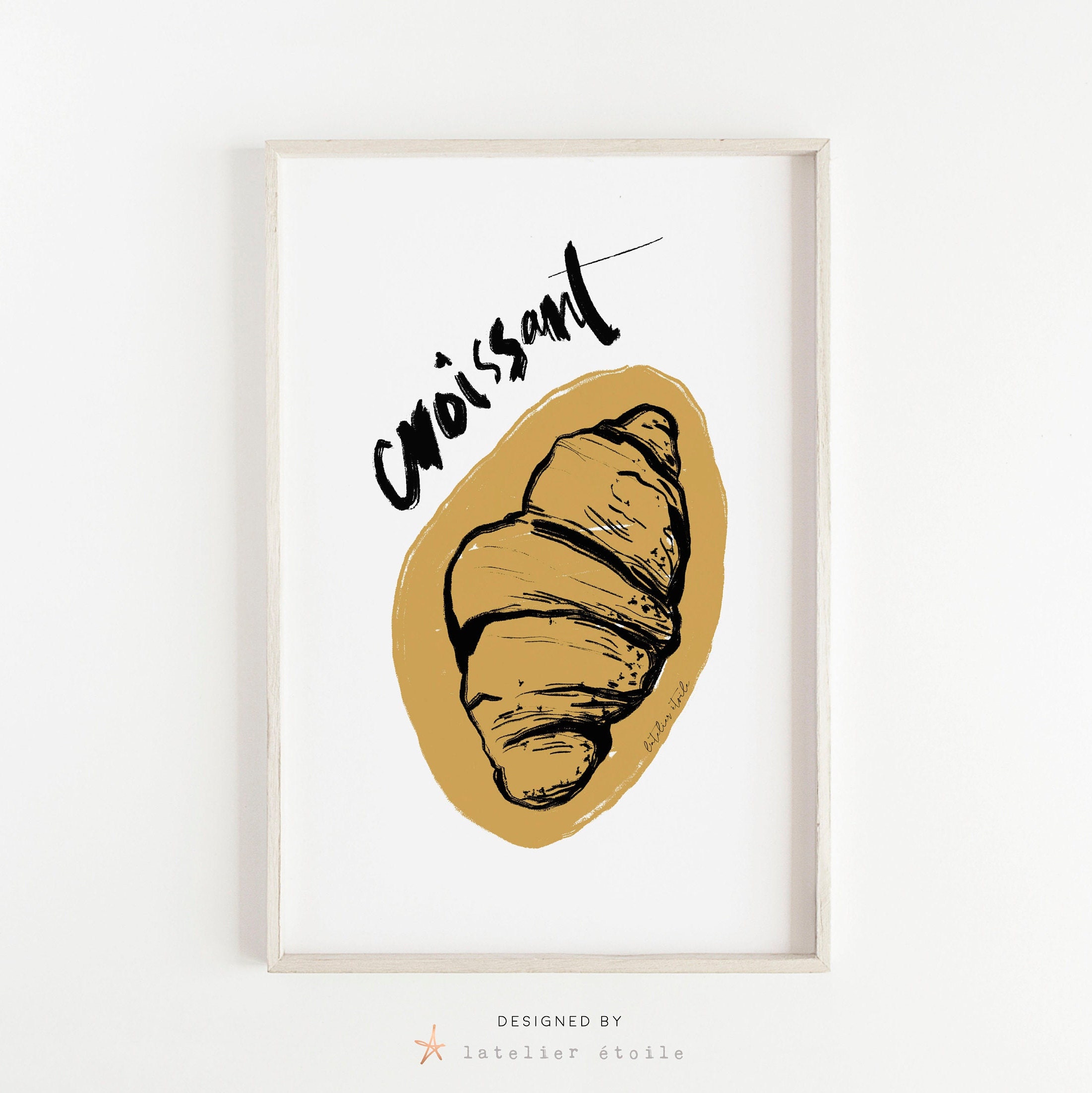 Croissant Print, Croissant Poster, Food Illustration, French Pastry ...