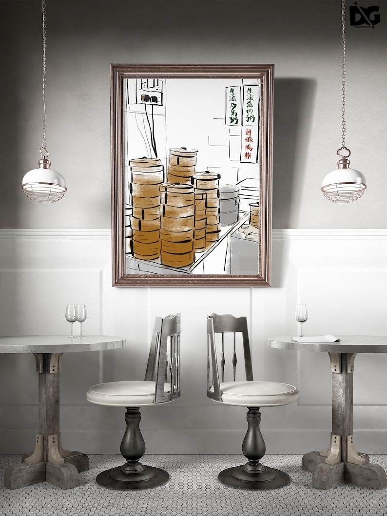 Dim Sum Poster Food Print Modern Kitchen Decor Retro Wall - Etsy