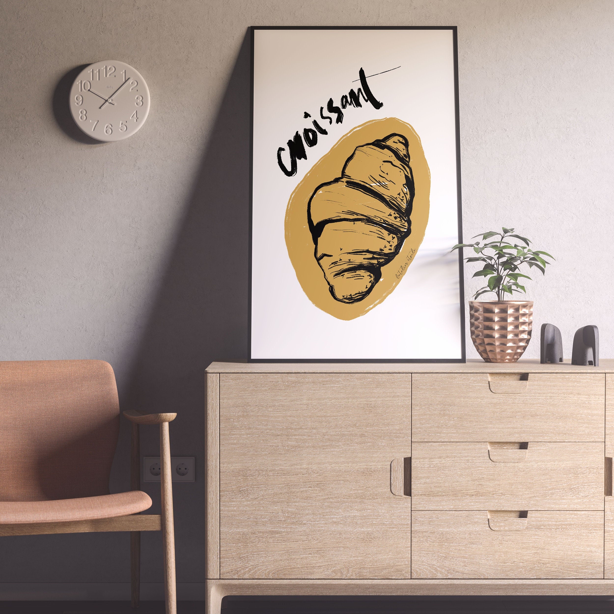 Croissant Print, Croissant Poster, Food Illustration, French Pastry ...
