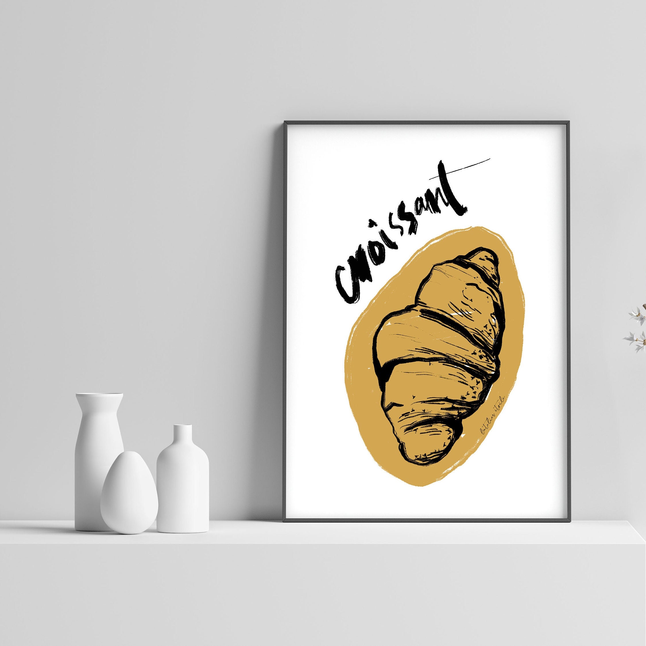 Croissant Print Croissant Poster Food Illustration French - Etsy