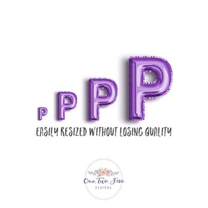 Purple Foil Balloons Bundle Clip Art | Uppercase and Numbers Purple ...