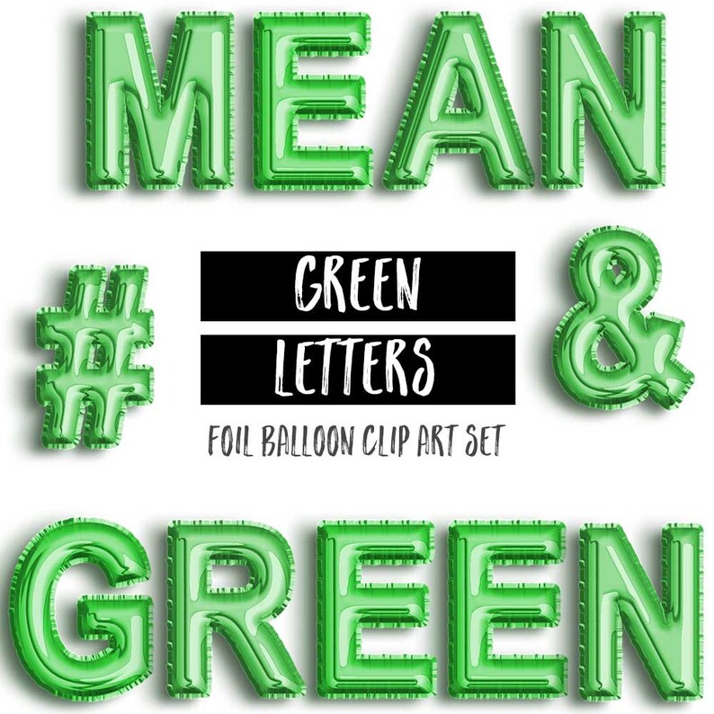 Green Foil Mylar Letter/number Balloon Clipart Green Letters Green ...