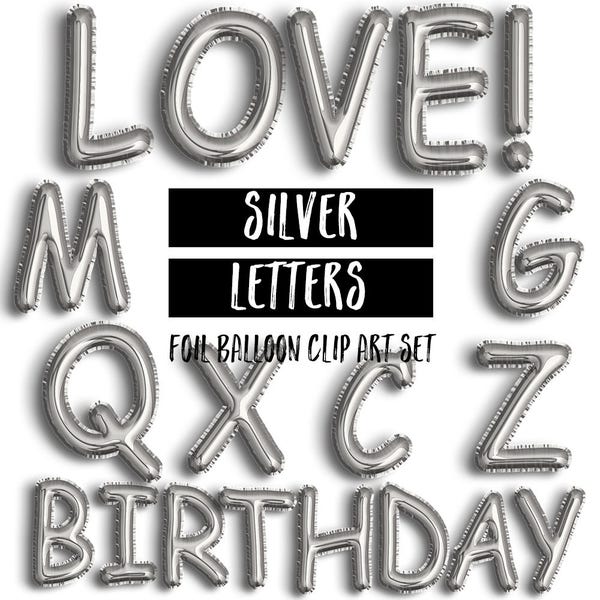 Silver Balloon Letter Clipart - Etsy