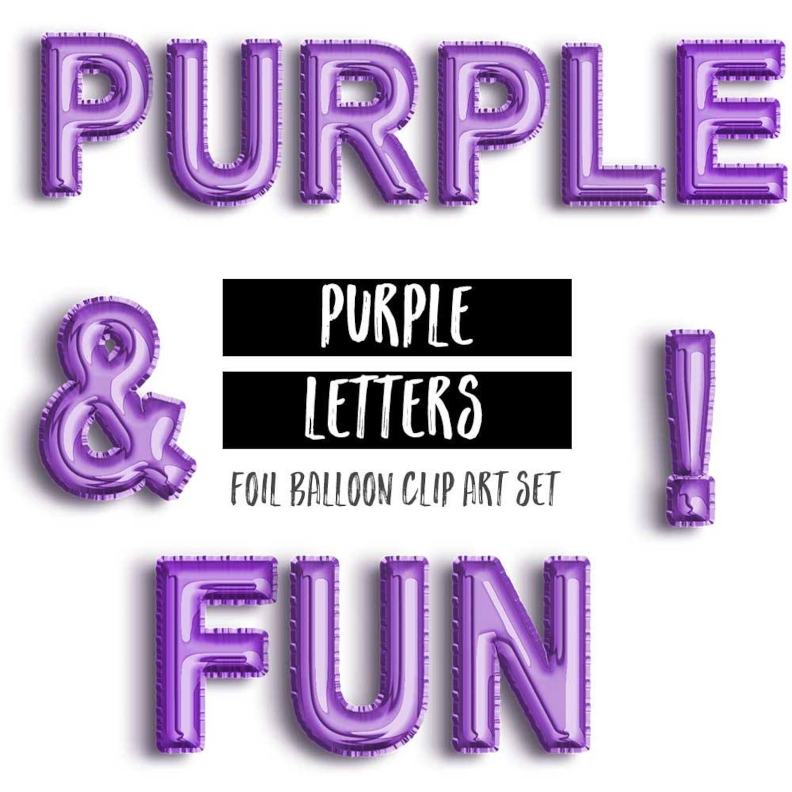 Purple Foil Balloons Bundle Clip Art | Uppercase and Numbers Purple ...