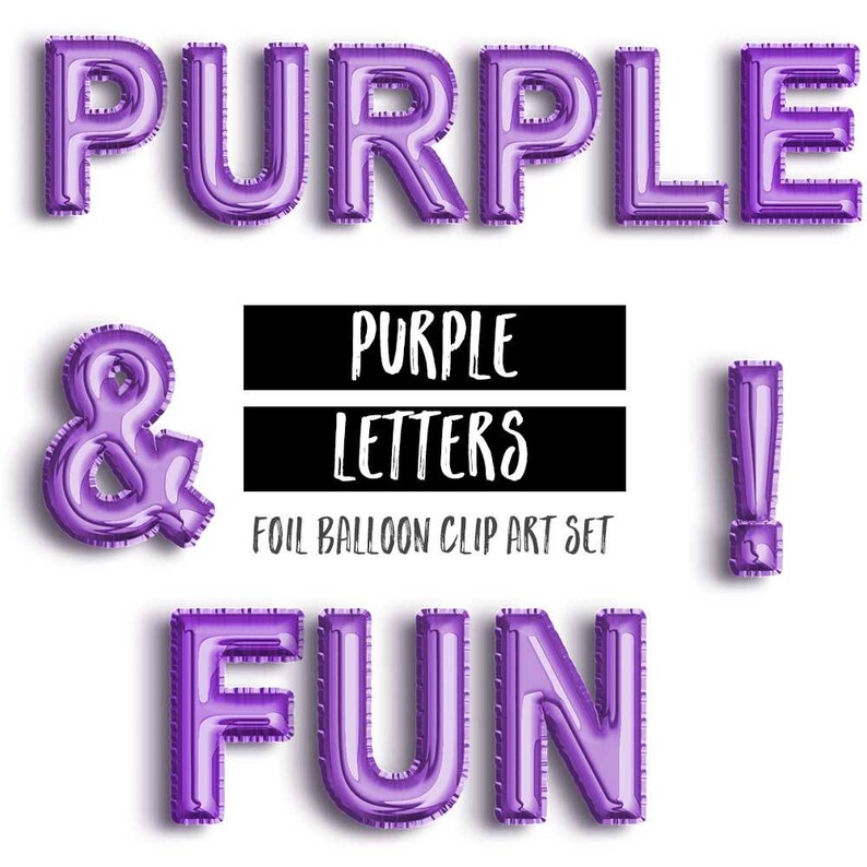 Purple Foil Balloons Bundle Clip Art | Uppercase and Numbers Purple ...