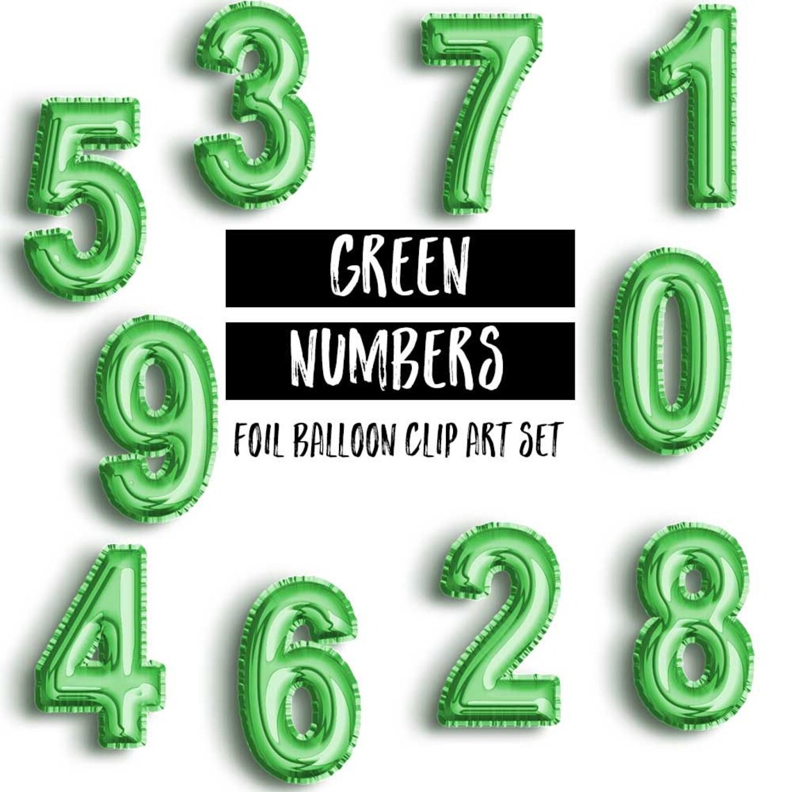 Green Foil Mylar Letter/number Balloon Clipart | Green Letters | Green ...