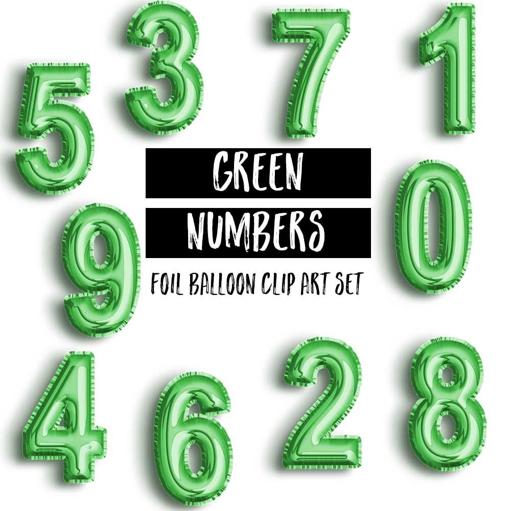 Green Foil Mylar Letter/number Balloon Clipart | Green Letters | Green ...