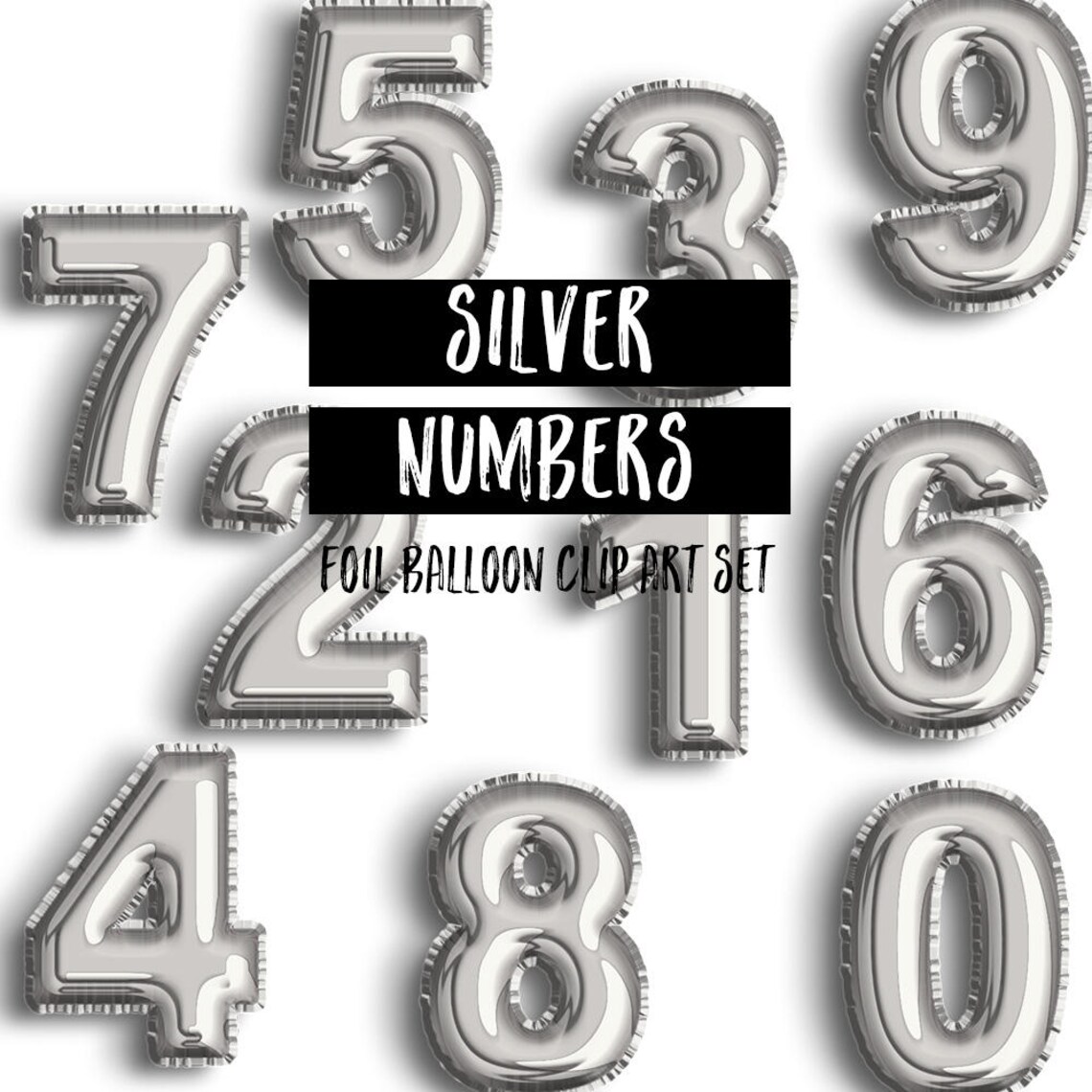 Silver Foil Mylar Balloons Clipart Numbers | Silver Balloon Clipart ...