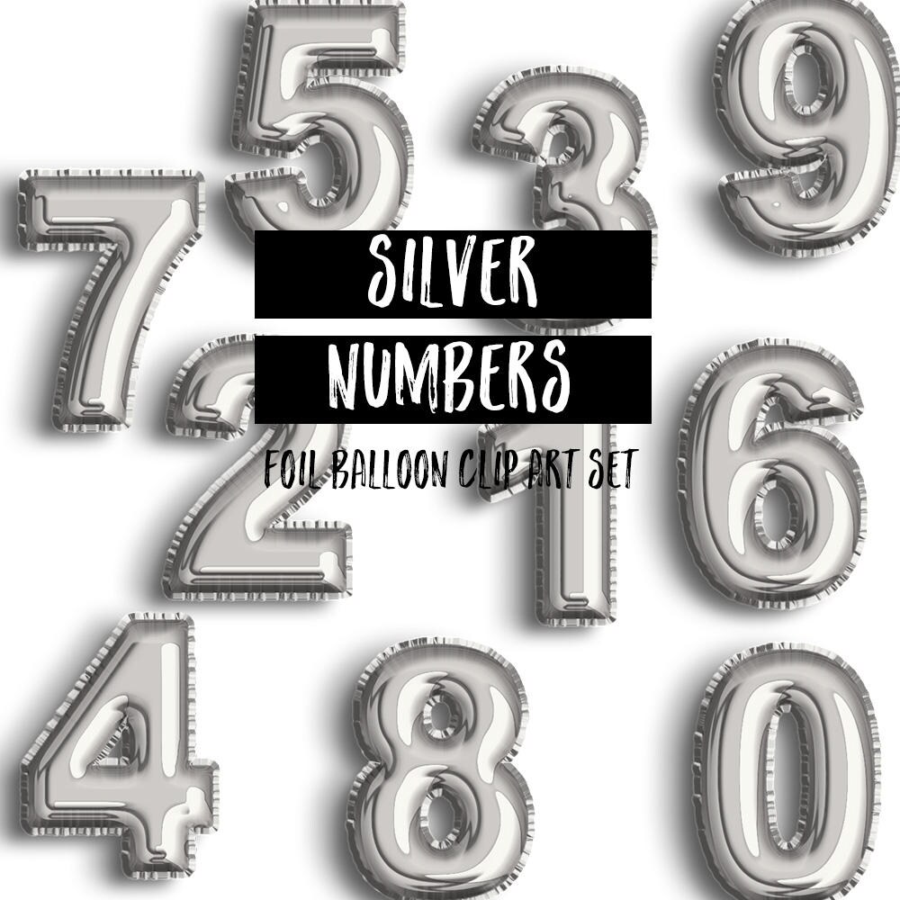 Silver Foil Mylar Balloons Clipart Numbers | Silver Balloon Clipart ...