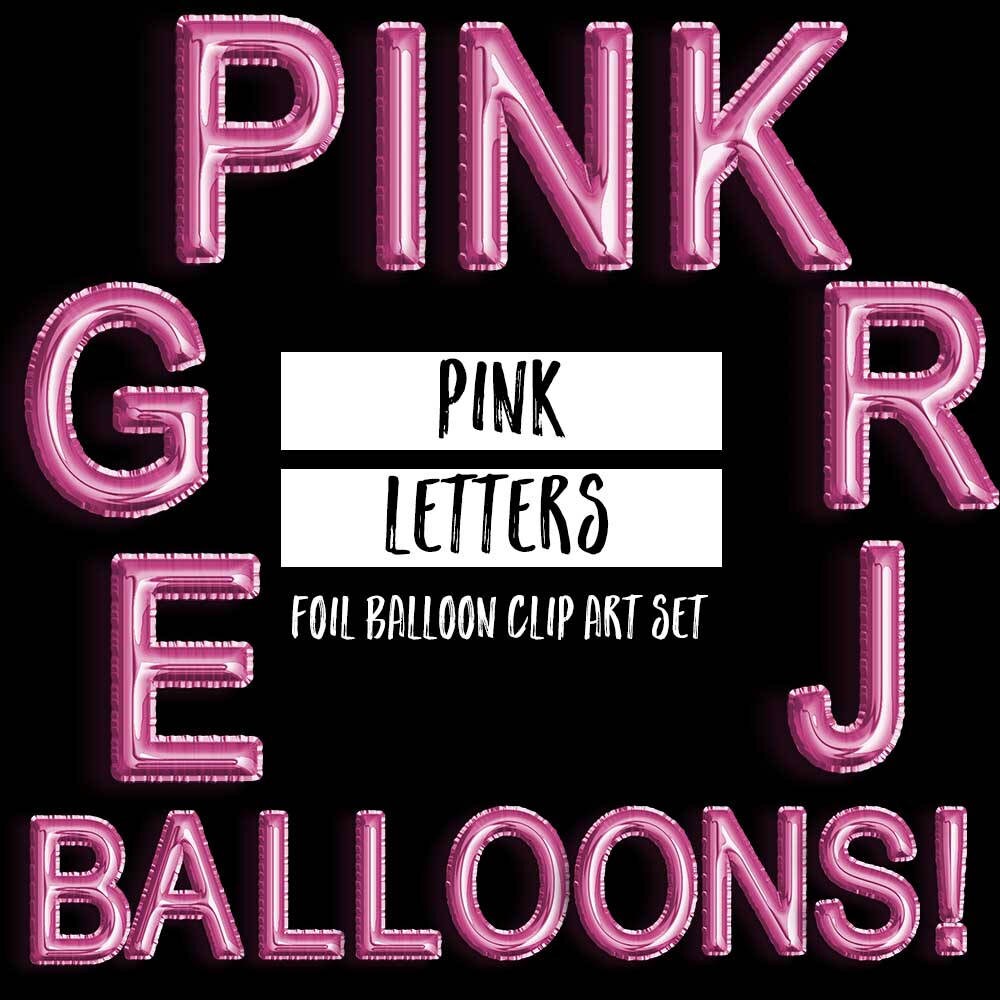 Pink Foil Mylar Letter & Number Balloon Clipart Pink Letters Pink ...
