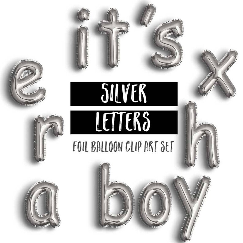 Silver Foil Balloon Lowercase Letter Clipart | Silver Letters ...
