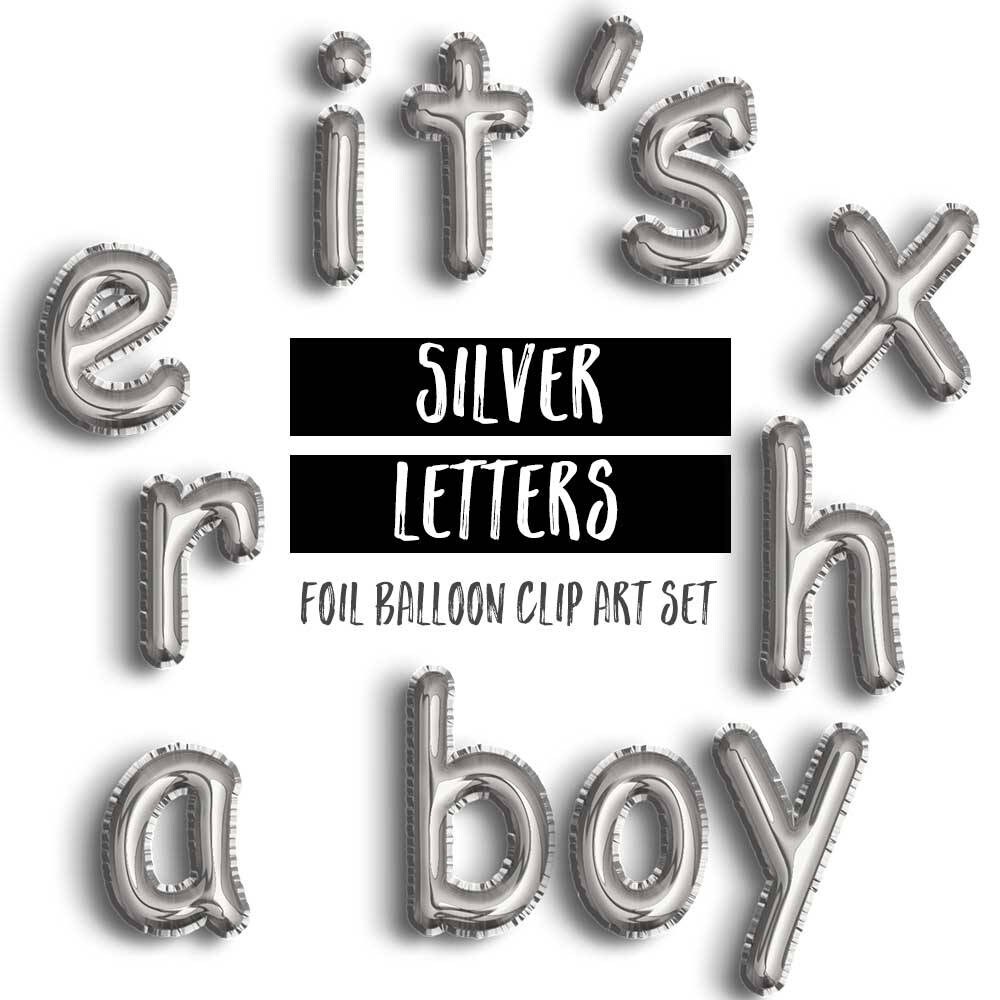 Silver Foil Balloon Lowercase Letter Clipart | Silver Letters ...