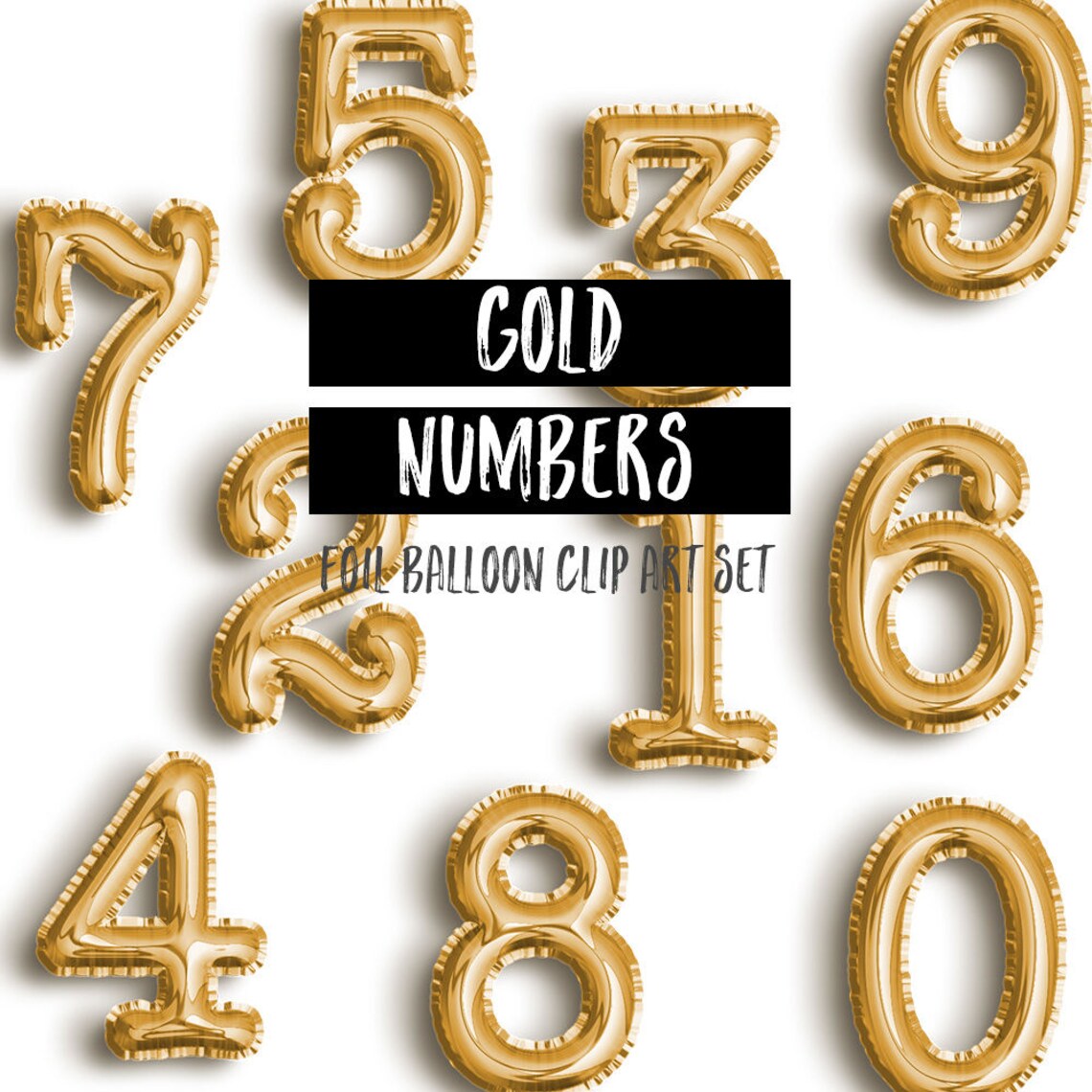 Gold Foil Mylar Balloons Clipart Numbers | Gold Balloon Clipart ...