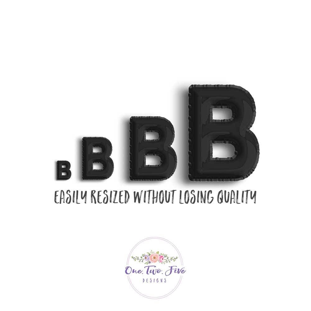 Black Foil Mylar Letter & Number Balloon Clipart | Black Letters ...