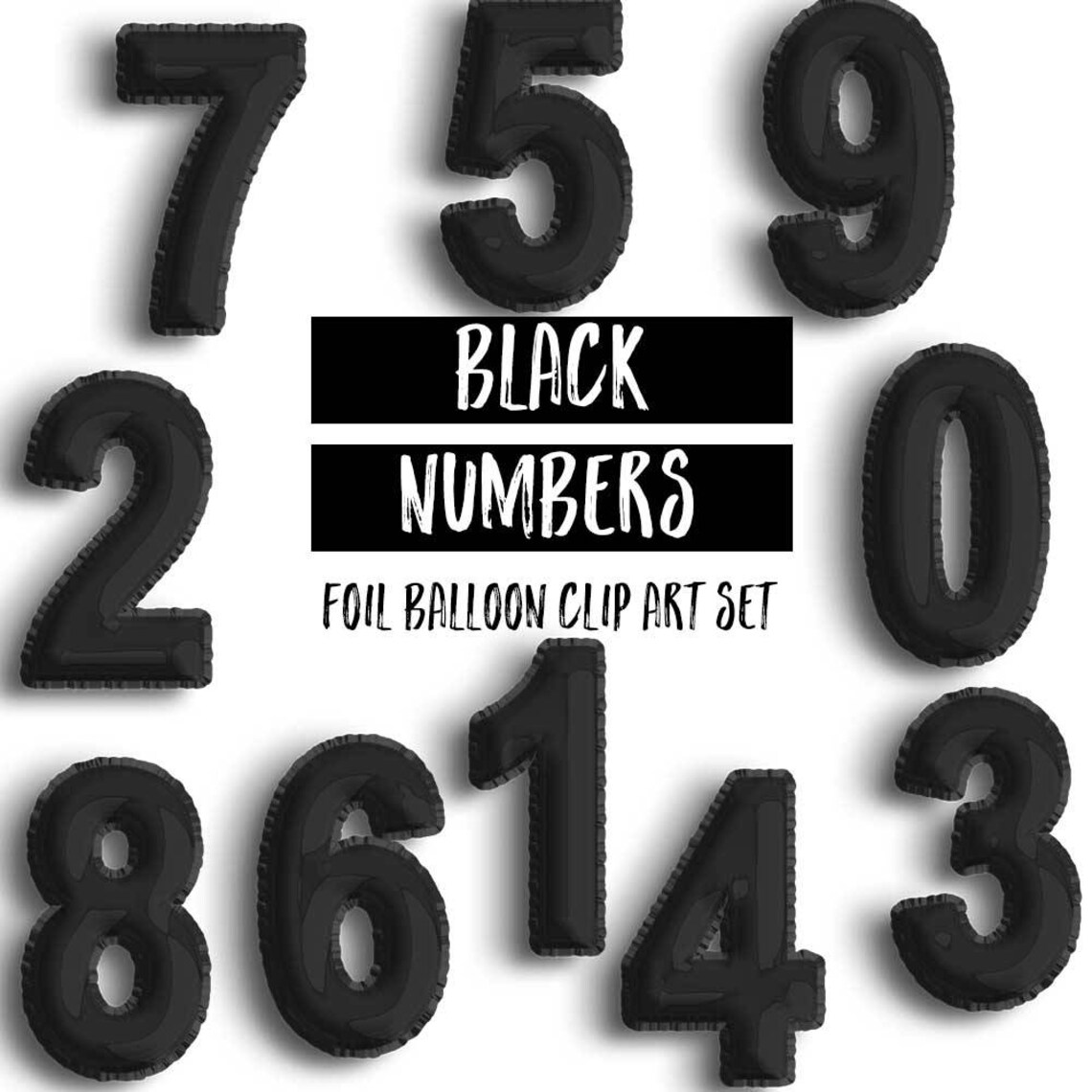 Black Foil Mylar Letter & Number Balloon Clipart | Black Letters ...