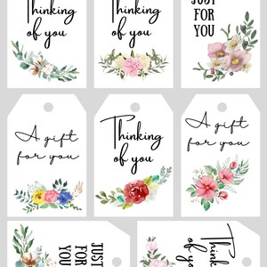 Digital Gift Tags With Flowers, Flower Tag Editable Text Digital ...
