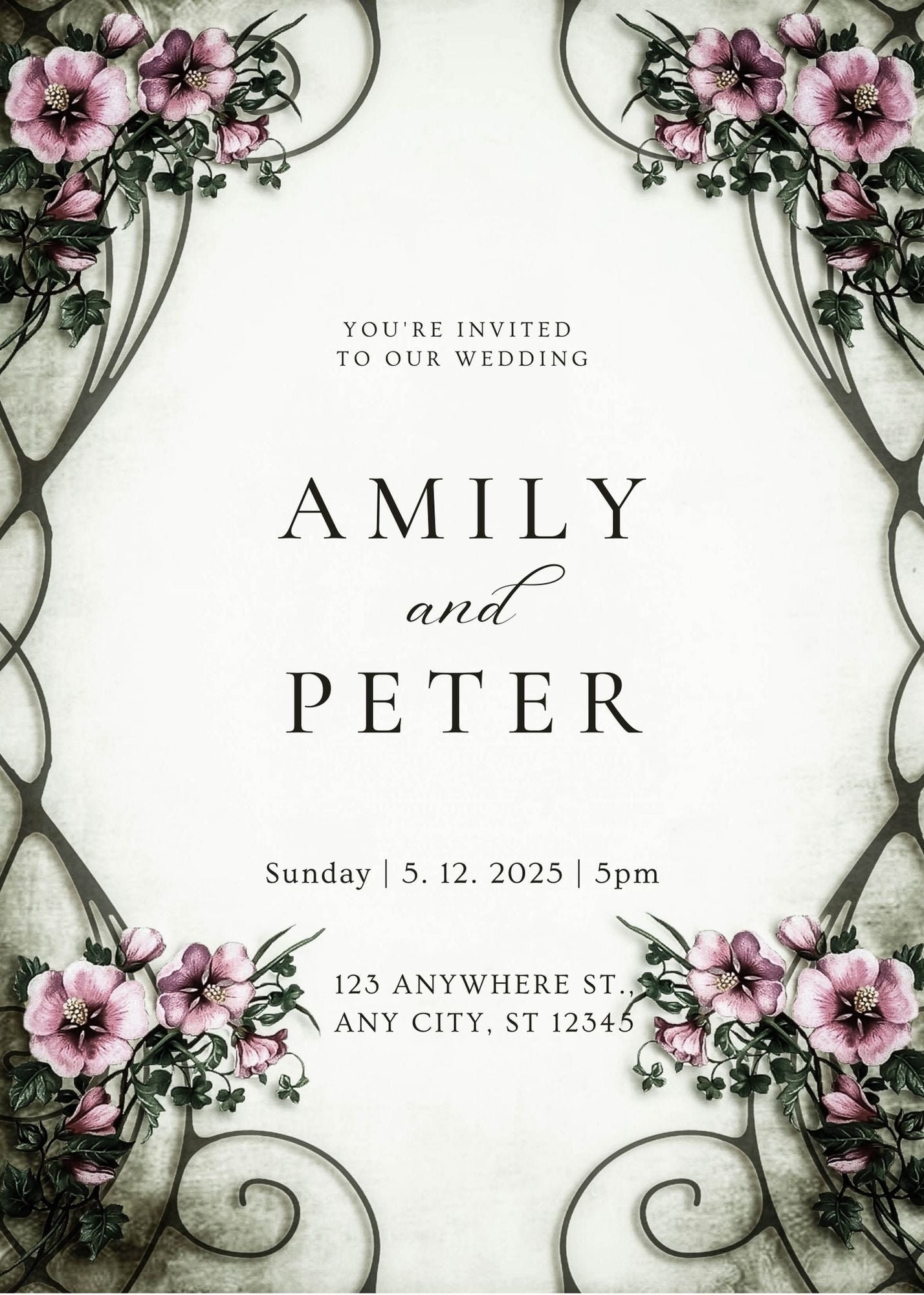 Editable Wedding Invitation Card Template| Printable Wedding Invitation ...