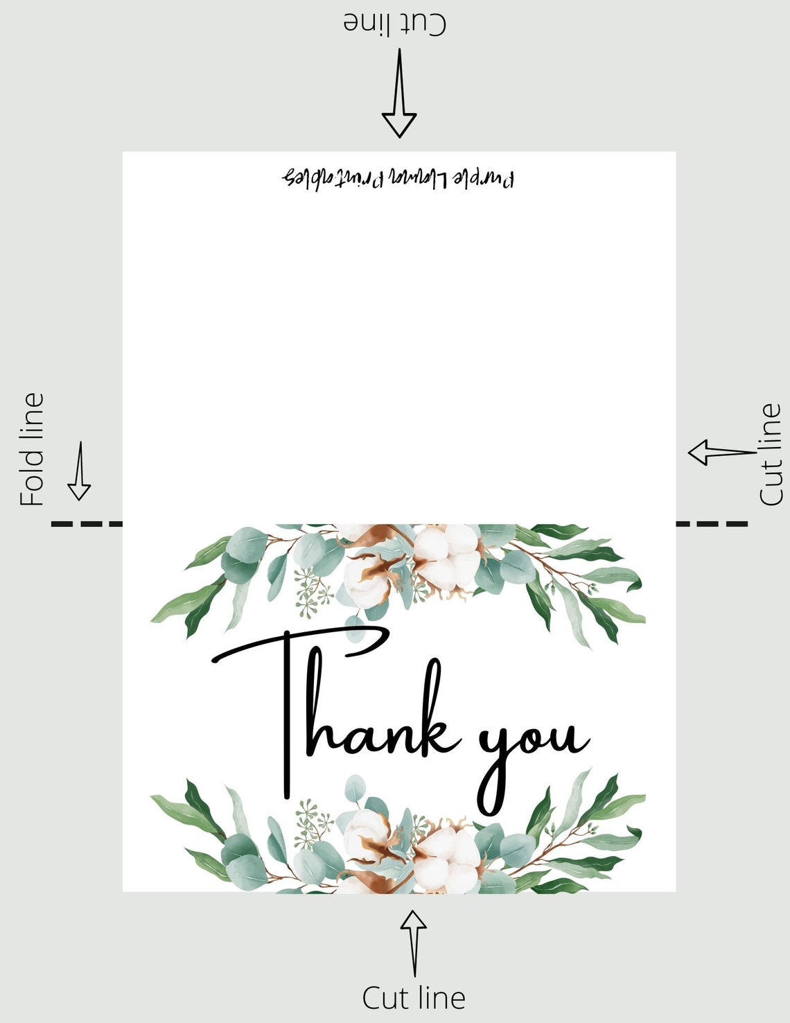 Printable Eucalyptus Thank You Card Floral Thank You Cards - Etsy