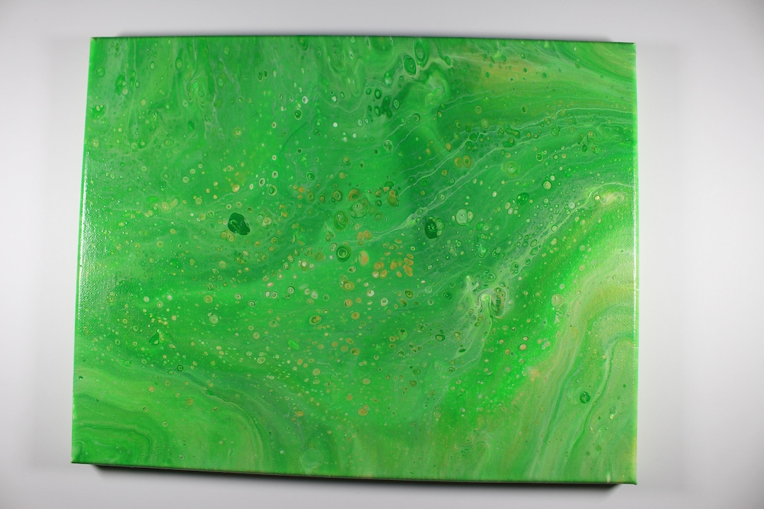 Limeade Green Acrylic Pour Painting on Stretched Canvas - Etsy