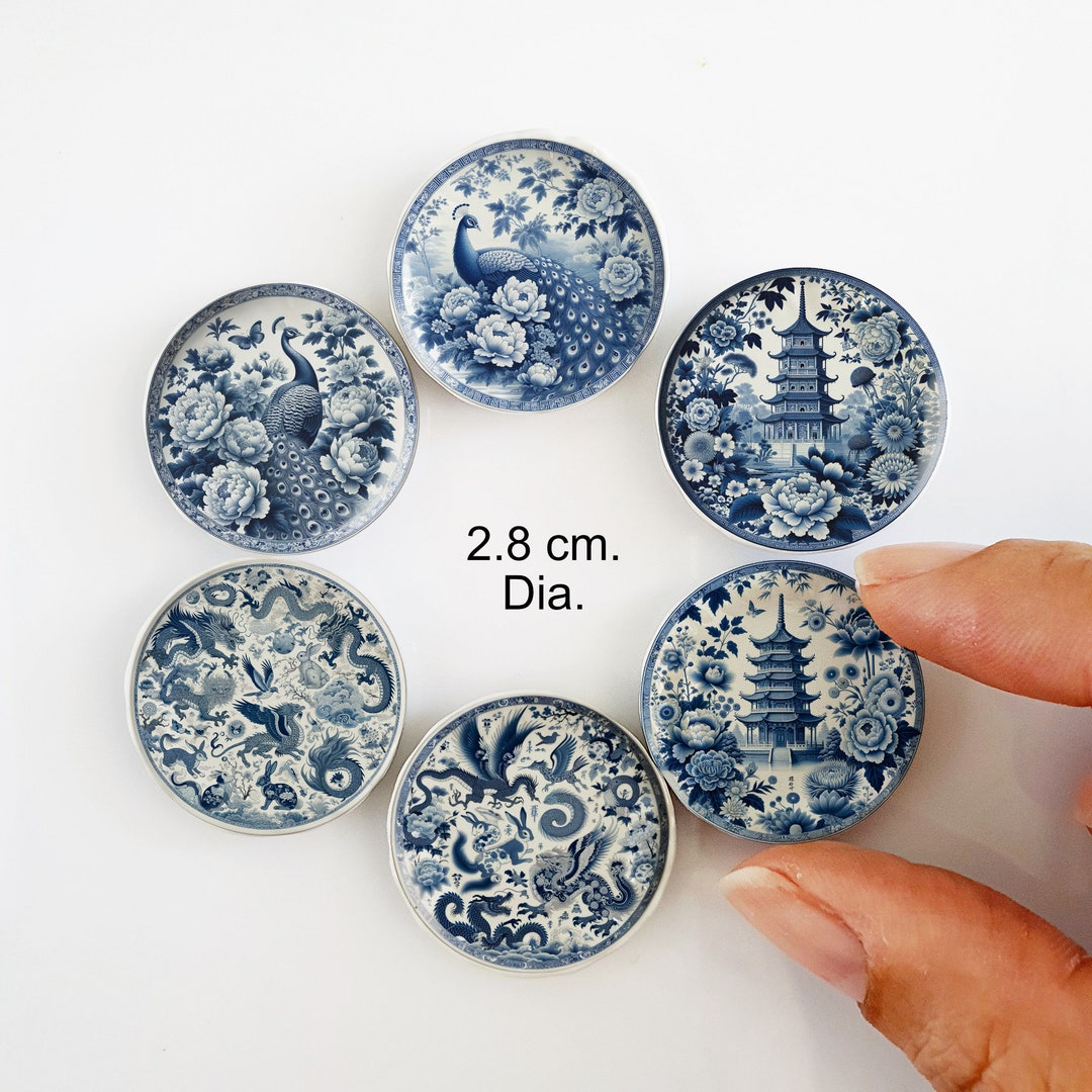 Vintage Chinoiserie Blue & White Miniature Ceramic Plate, Decorative ...