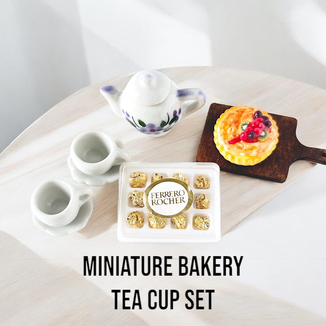 Handcrafted Miniature Tea Set With Chocolates, Dollhouse Decorating ...