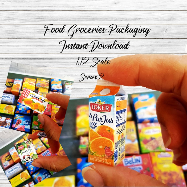 Miniature Food Packaging Printable 1:12 Scale Dollhouse Food Boxes ...