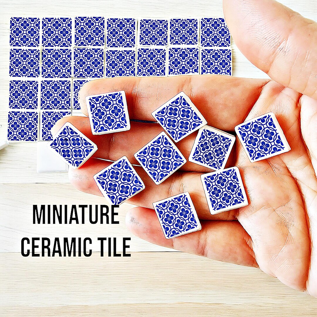 Miniature Blue Ceramic Tiles – 1:12 Scale Moroccan Floor & Wall Decor ...