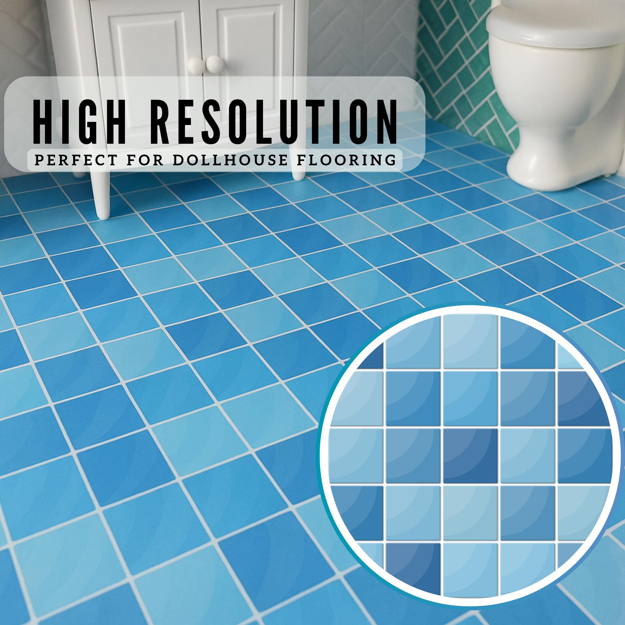 Mosaic Tile Dollhouse Flooring Printables | 22 Printable Miniature ...