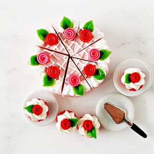 Handmade Miniatures Rose Cake Fake Food Bakery Sweet Bakery Dollhouse ...