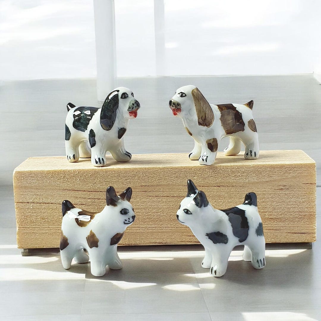 Animals Miniature Ceramic Dog Figurines – Handmade 1:12 Scale Miniature ...