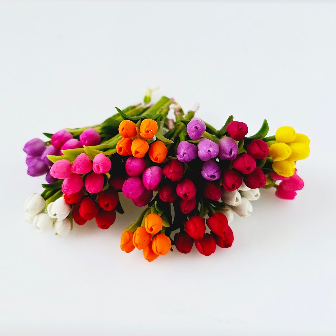 Miniatures Handmade Colorful Tulip Flowers Floral Plants for Dollhouse ...